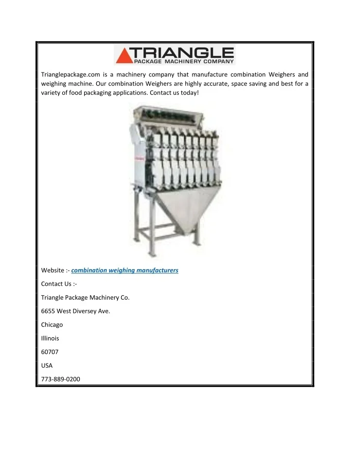 PPT - Triangle Combination Weighers and Weighing Manufacturers ...