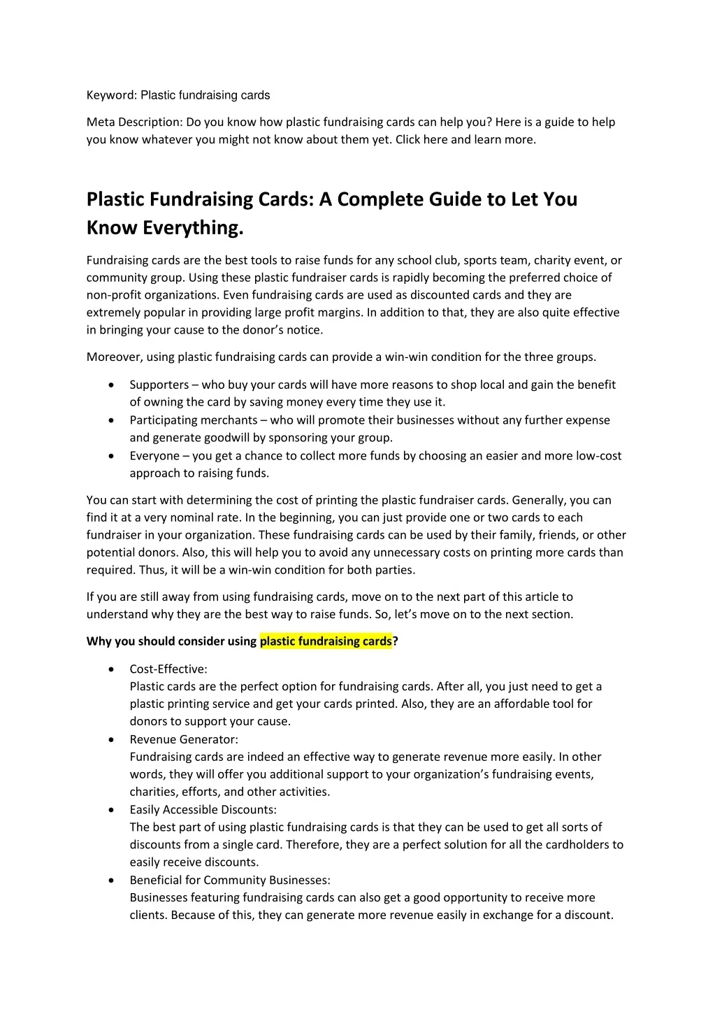 PPT - Plastic Fundraising Cards: A Complete Guide to Let You Know ...