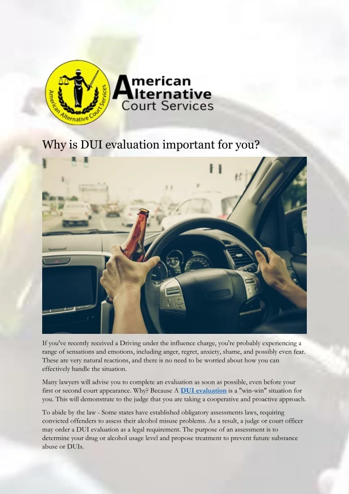 PPT - Why is DUI evaluation important for you? PowerPoint Presentation ...