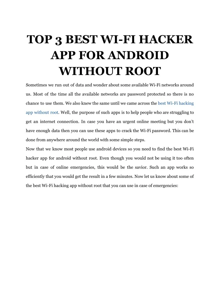 PPT - TOP 3 BEST WI-FI HACKER APP FOR ANDROID WITHOUT ROOT PowerPoint ...