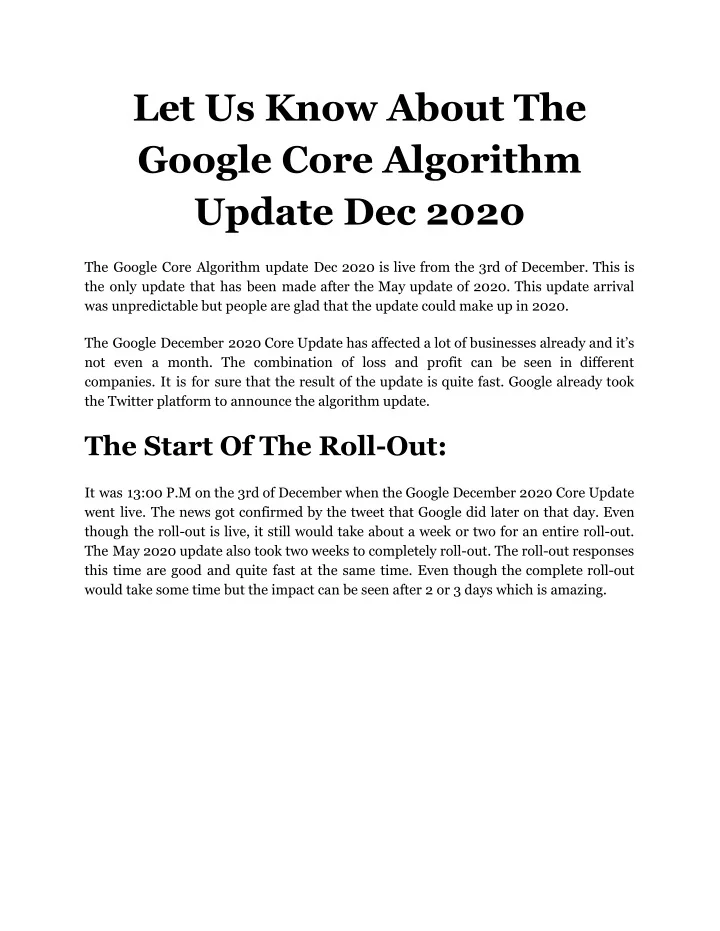 PPT - Let Us Know About The Google Core Algorithm Update Dec 2020 ...