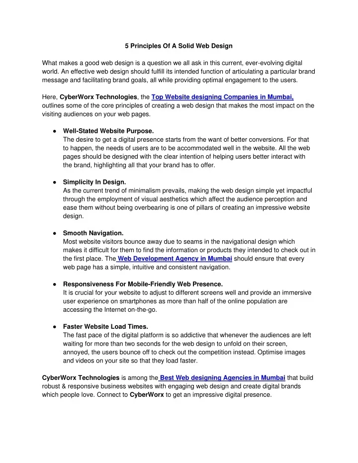PPT - 5 Principles Of A Solid Web Design- PowerPoint Presentation, free ...