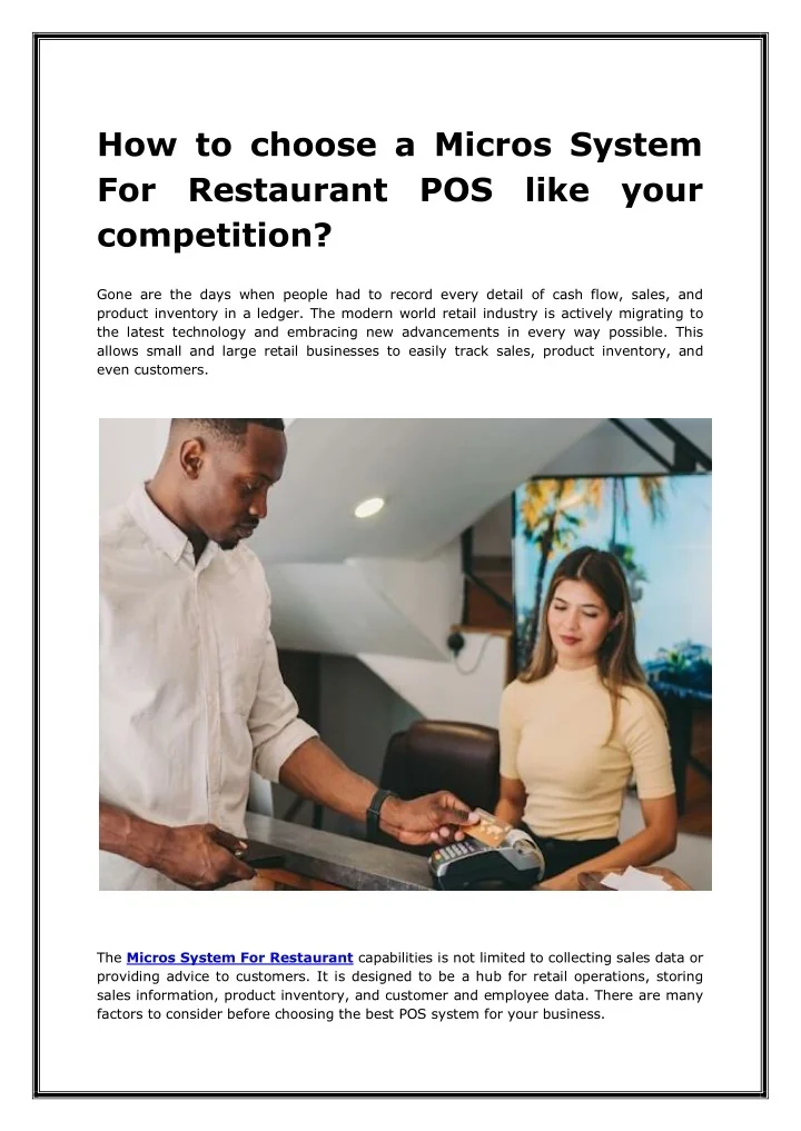 PPT - How to choose a Micros System For Restaurant POS like your ...