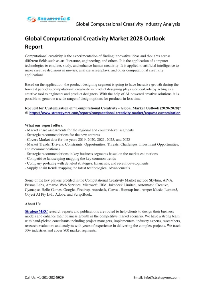 PPT - Computational Creativity Market - Global Outlook and Forecast 2020-2028 PowerPoint ...