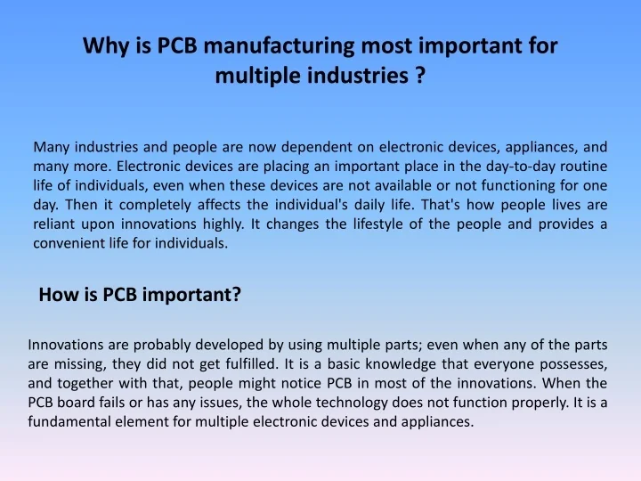 PPT - Why is PCB manufacturing most important for multiple industries ...