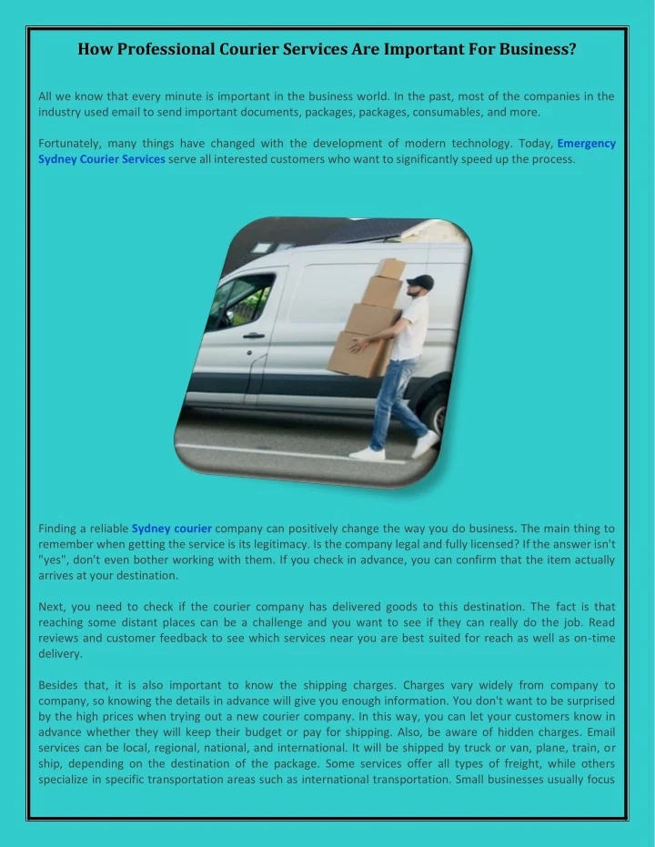PPT - How Professional Courier Services Are Important For Business ...