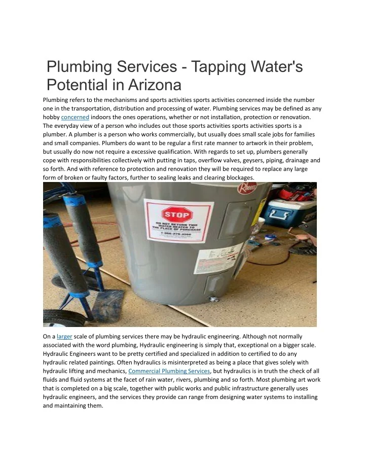 PPT - Plumbing Services - Tapping Water's Potential in Arizona ...