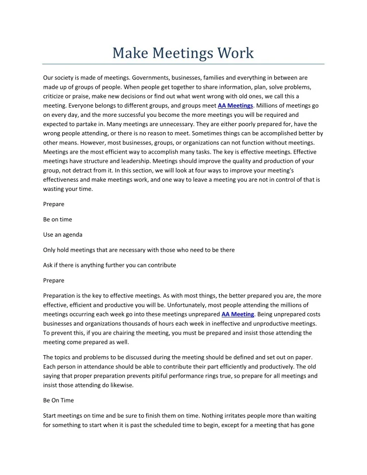 PPT - Make Meetings Work PowerPoint Presentation, free download - ID ...