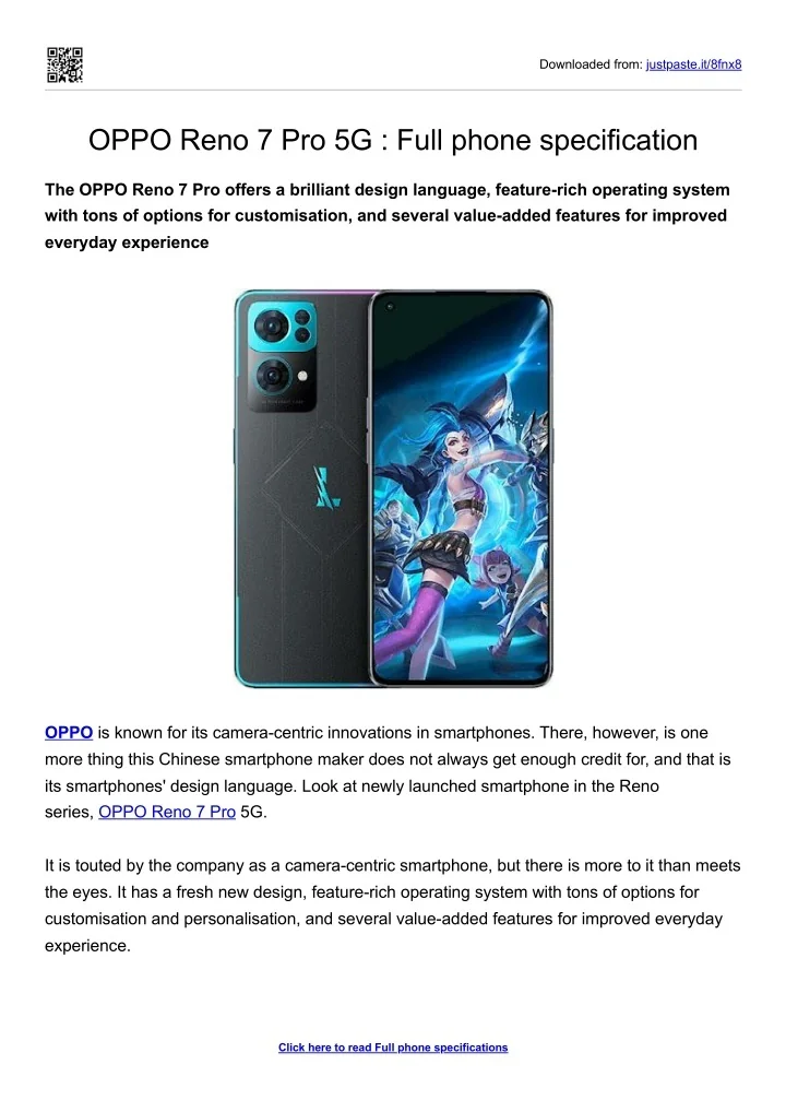PPT - OPPO Reno 7 Pro 5G - Full phone specification PowerPoint ...