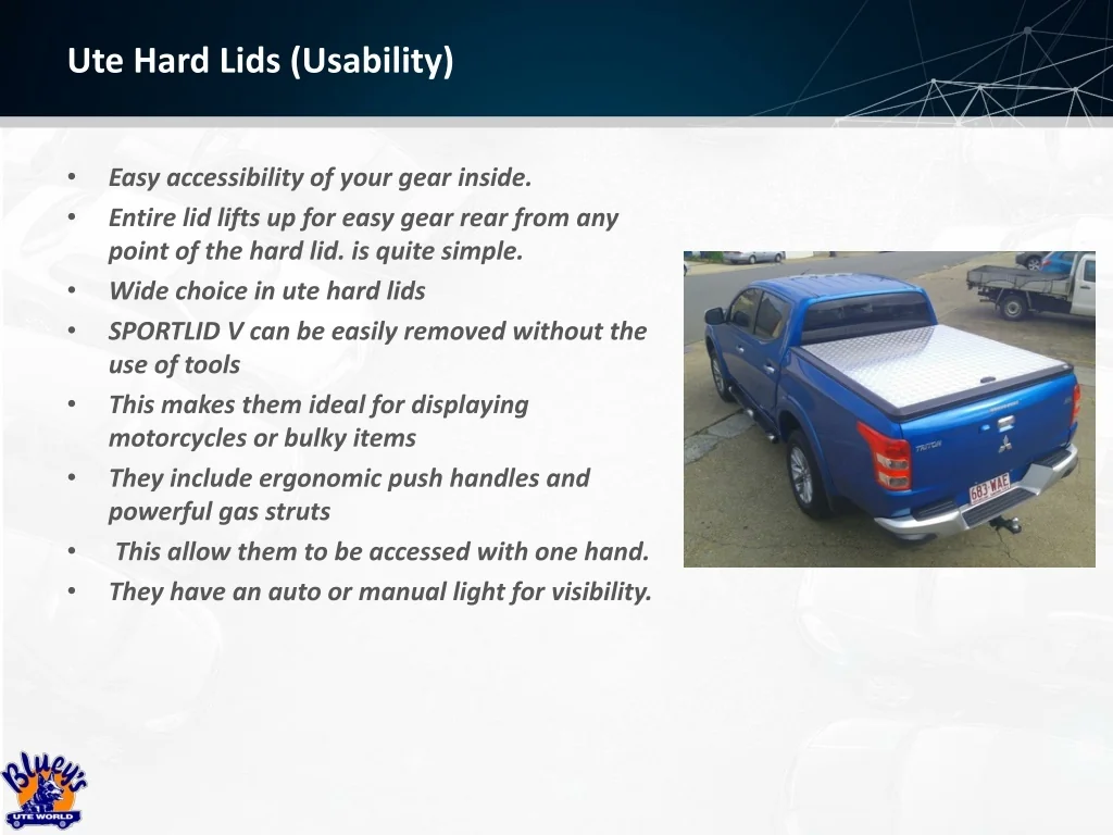 PPT - Ute Hard Lids, Soft Tonneau Covers, Ute Roll Tops – Which is best ...