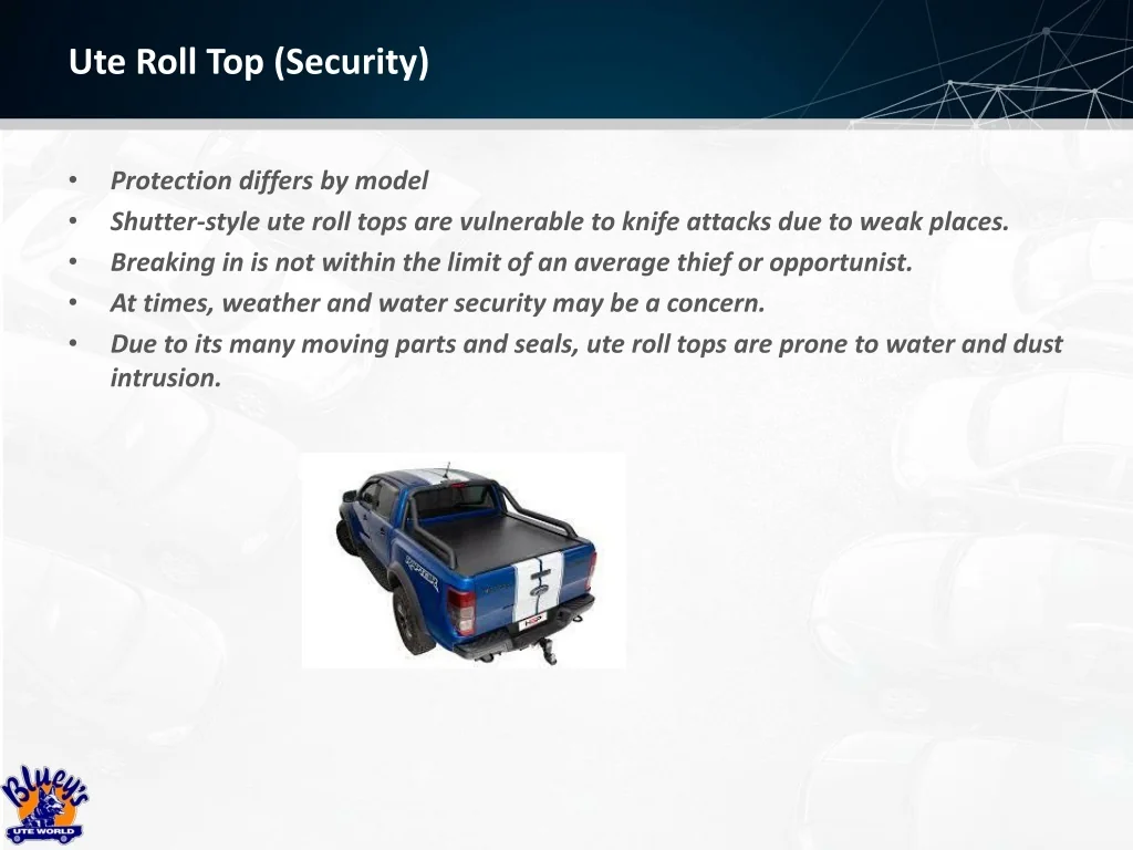 PPT - Ute Hard Lids, Soft Tonneau Covers, Ute Roll Tops – Which is best ...