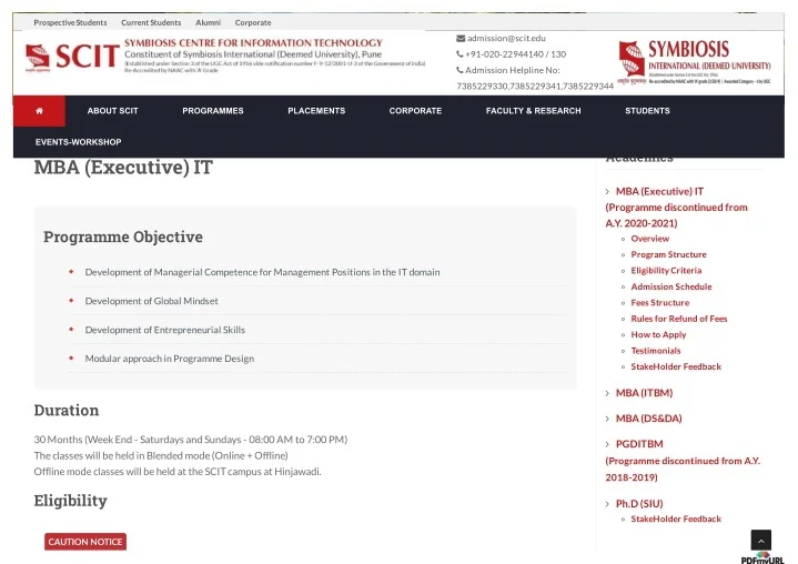 PPT - Symbiosis Executive MBA | Executive MBA in Pune | SCIT Pune ...