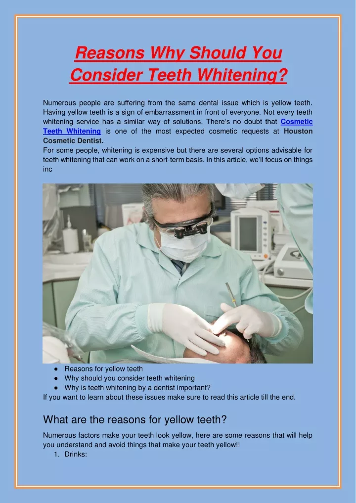 Ppt Reasons Why Should You Consider Teeth Whitening Powerpoint