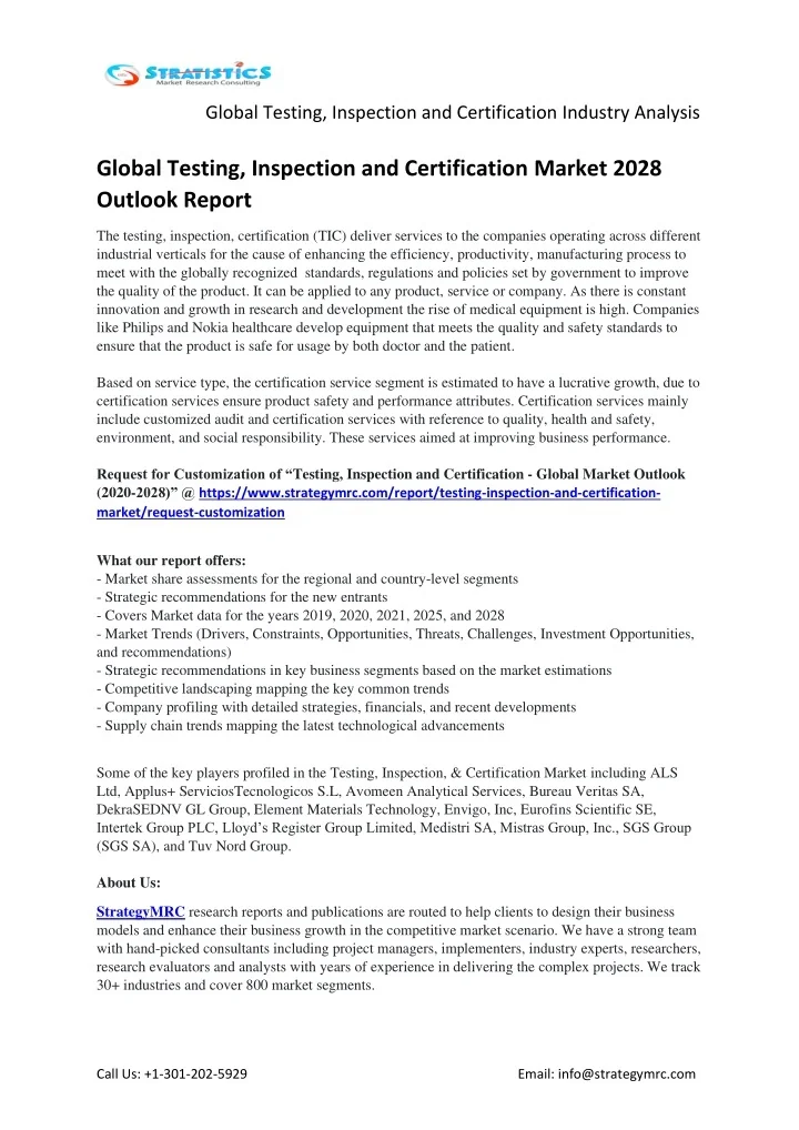 PPT - Global Testing, Inspection and Certification Market Overview ...