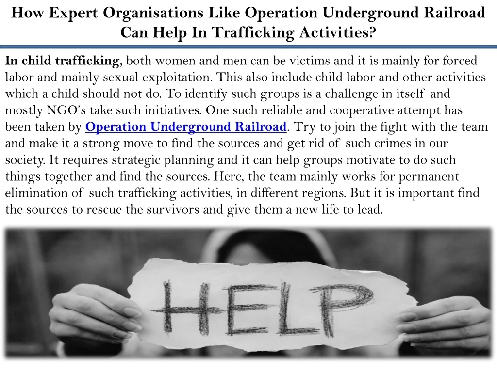 PPT - How Expert Organisations Like Operation Underground Railroad Can ...