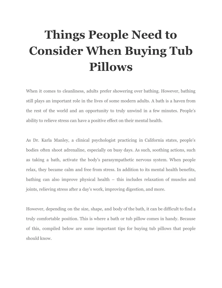 PPT - Things People Need to Consider When Buying Tub Pillows PowerPoint ...
