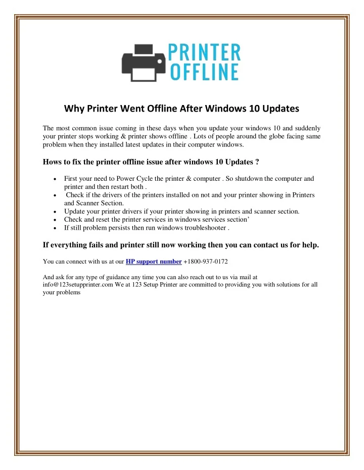 PPT - Why Printer Went Offline After Windows 10 Updates PowerPoint ...