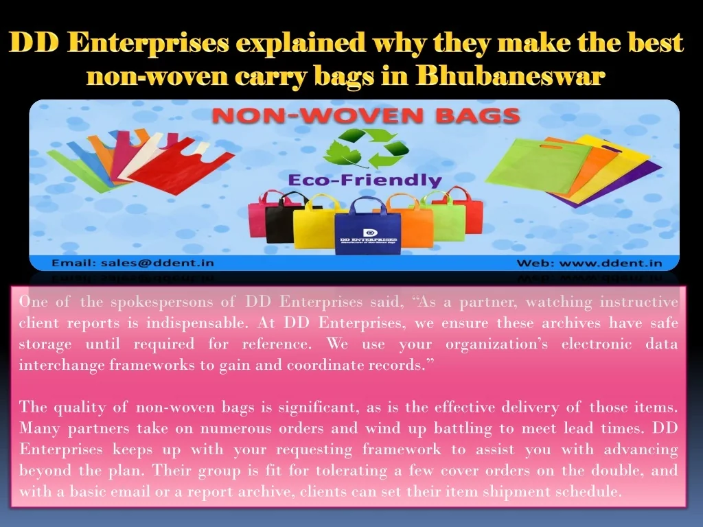 PPT - DD Enterprises explained why they make the best non-woven carry ...