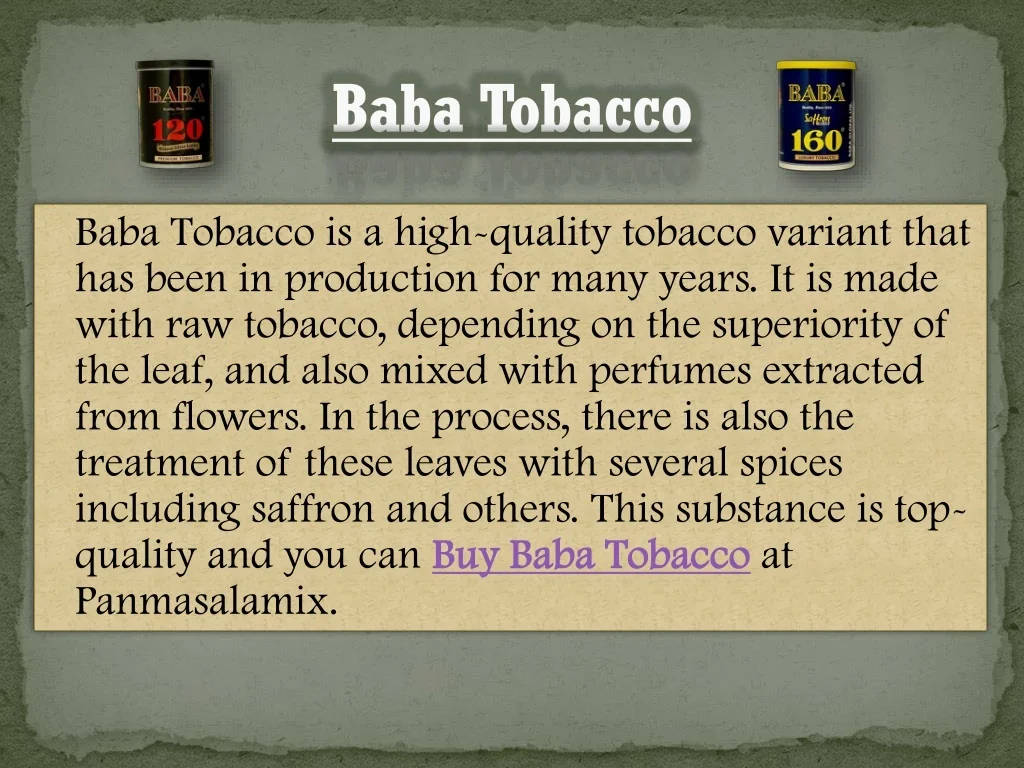 PPT - Buy Indian Tobacco | Buy Baba Tobacco | Panmasalamix PowerPoint ...