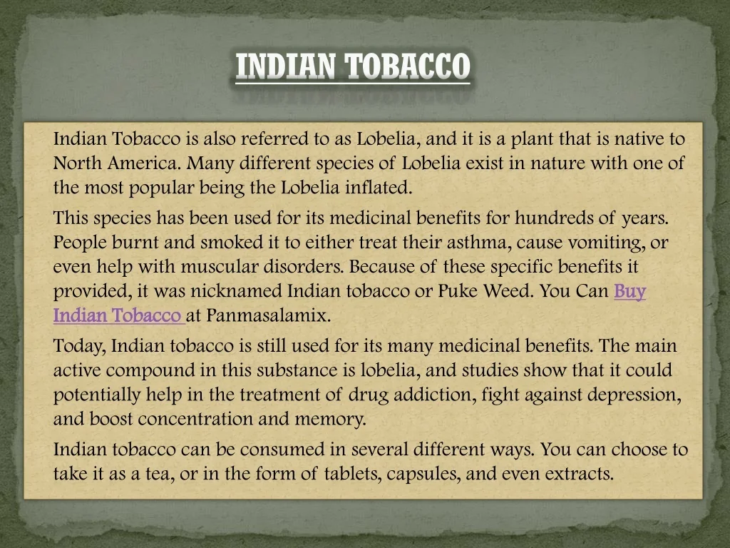 PPT - Buy Indian Tobacco | Buy Baba Tobacco | Panmasalamix PowerPoint ...