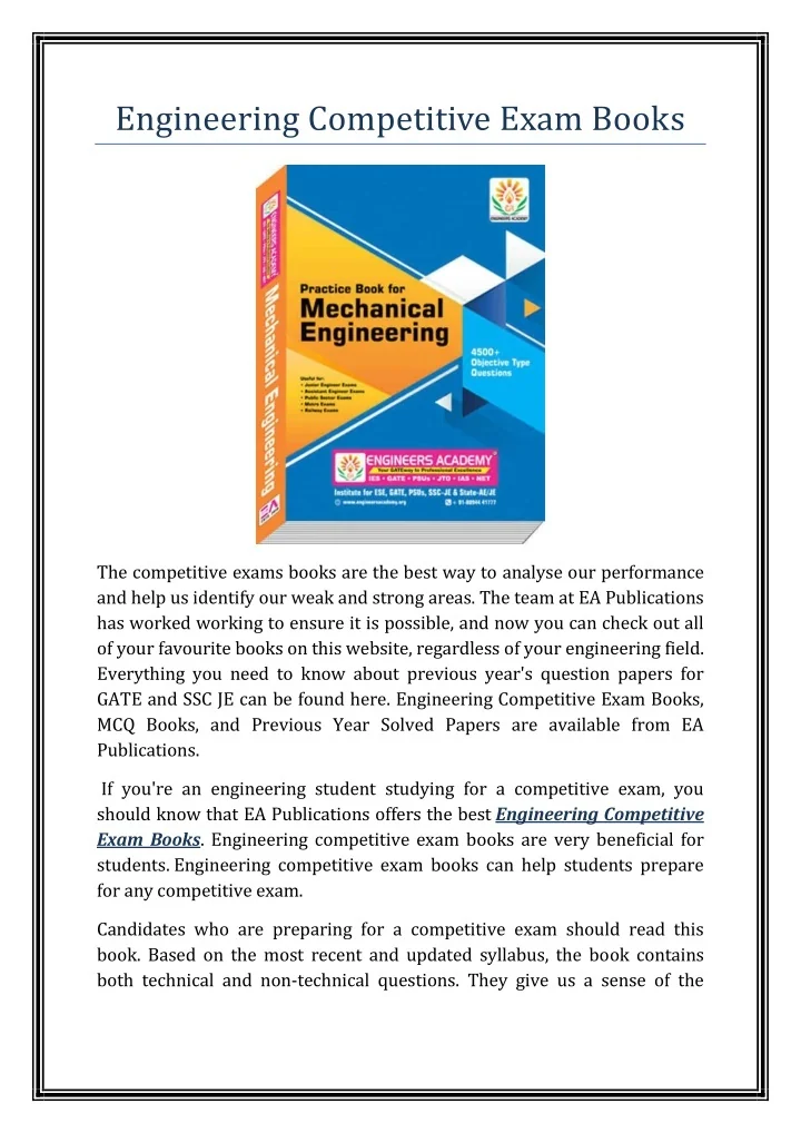 PPT - Engineering Competitive Exam Books PowerPoint Presentation, free ...
