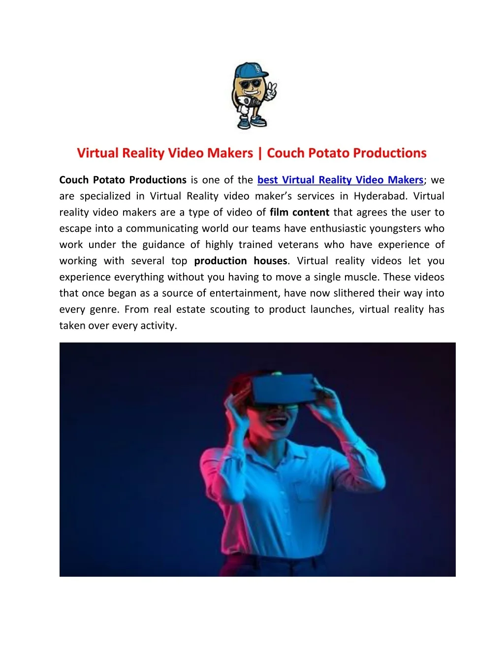 PPT - Virtual Reality video makers Couch Potato Productions PowerPoint ...