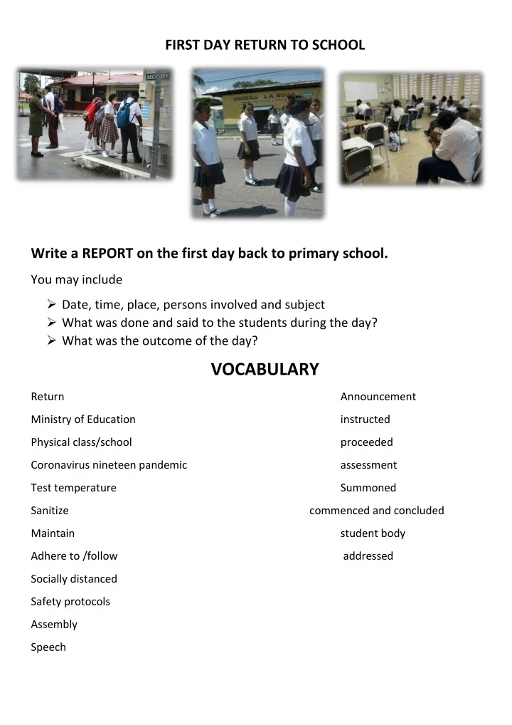 PPT - FIRST DAY RETURN TO SCHOOL REPORT PowerPoint Presentation, free ...