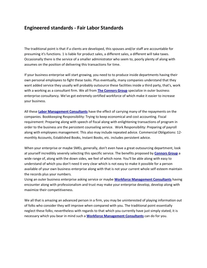 PPT - Engineered standards - Fair Labor Standards PowerPoint ...