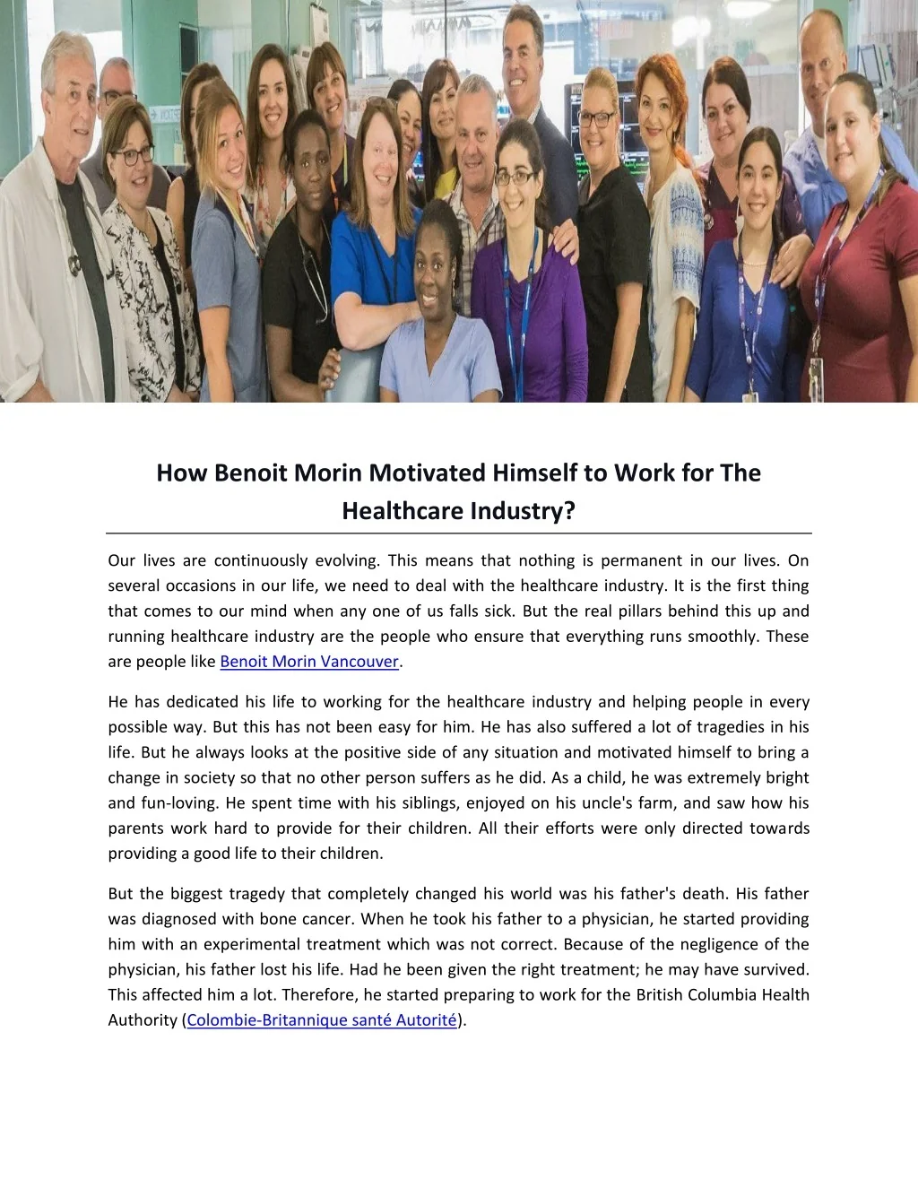 PPT - How Benoit Morin Motivated Himself to Work for The Healthcare ...