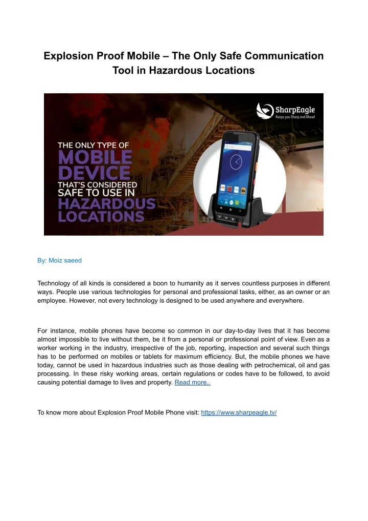 PPT - Explosion Proof Mobile – The Only Safe Communication Tool in ...