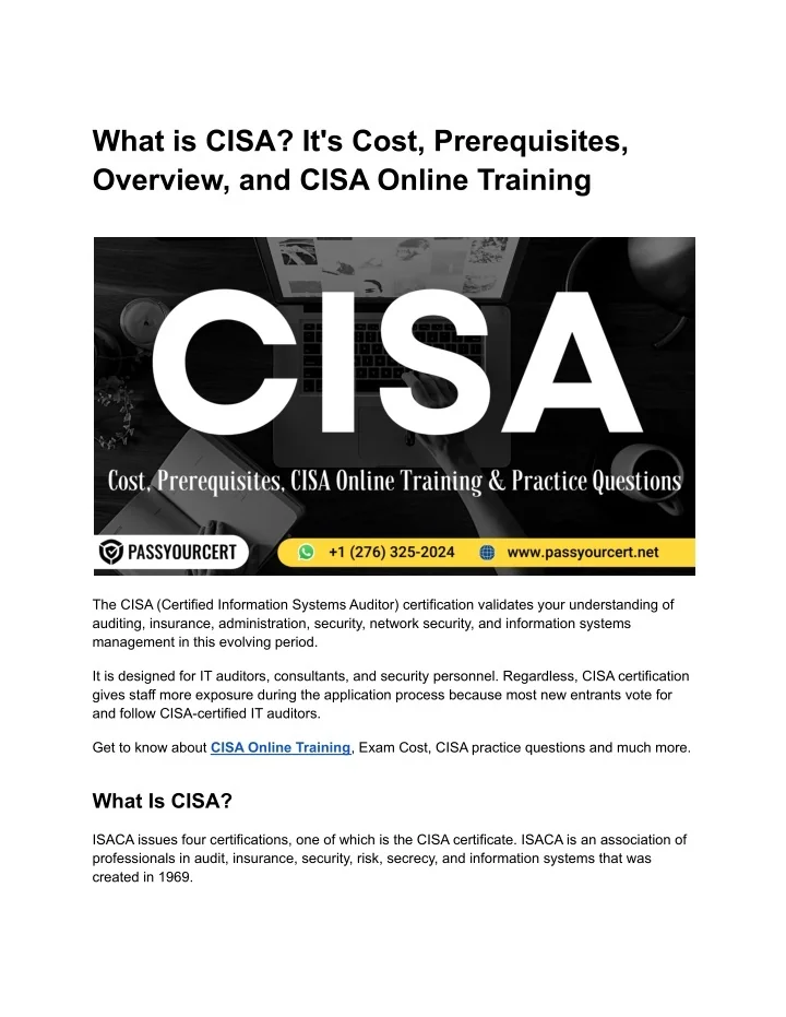 PPT - What is CISA? It's Cost, Prerequisites, Overview, and CISA Online ...