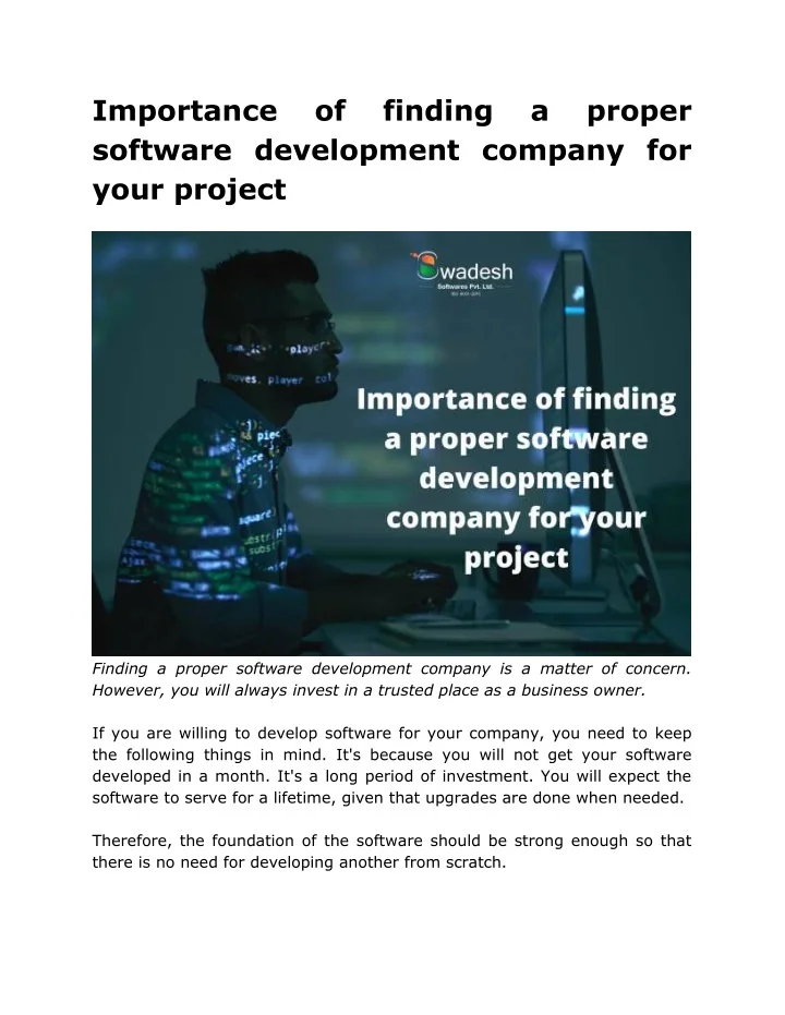 PPT - Importance of finding a proper software development company for ...