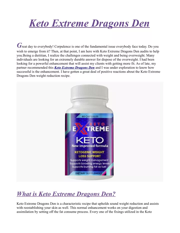 Ppt Keto Extreme Dragons Den Pdf Powerpoint Presentation Free