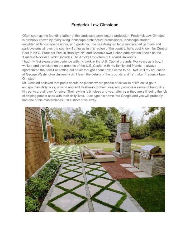 PPT - Frederick Law Olmstead _ Noble Garden Design PowerPoint ...