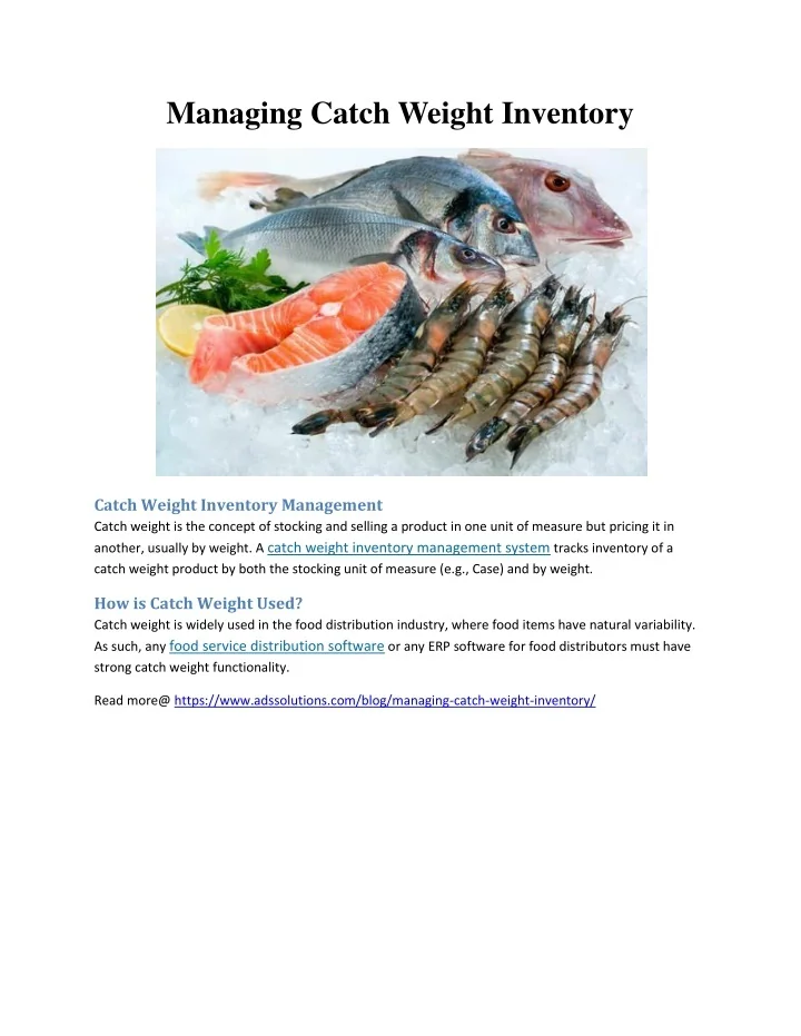 PPT - Managing Catch Weight Inventory PowerPoint Presentation, free ...