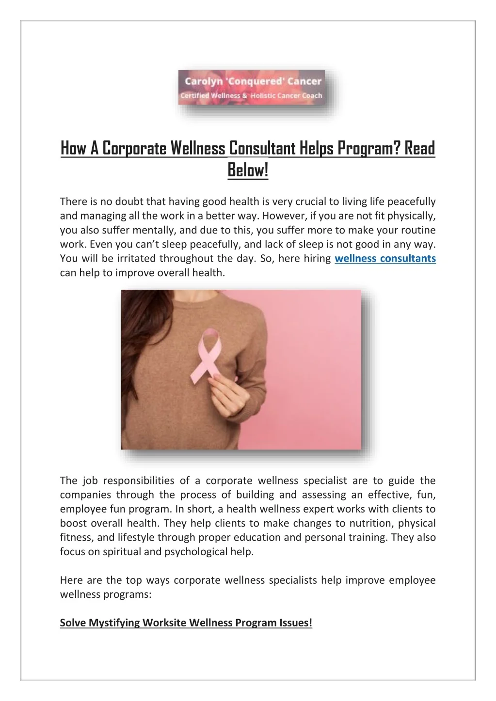PPT - Corporate Wellness Consultants To Improve Health and Fitness ...