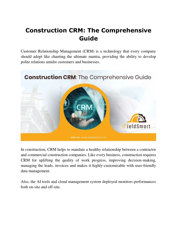 PPT - Construction CRM- The Comprehensive Guide PowerPoint Presentation ... PPT - Construction CRM- The Comprehensive Guide PowerPoint Presentation ...