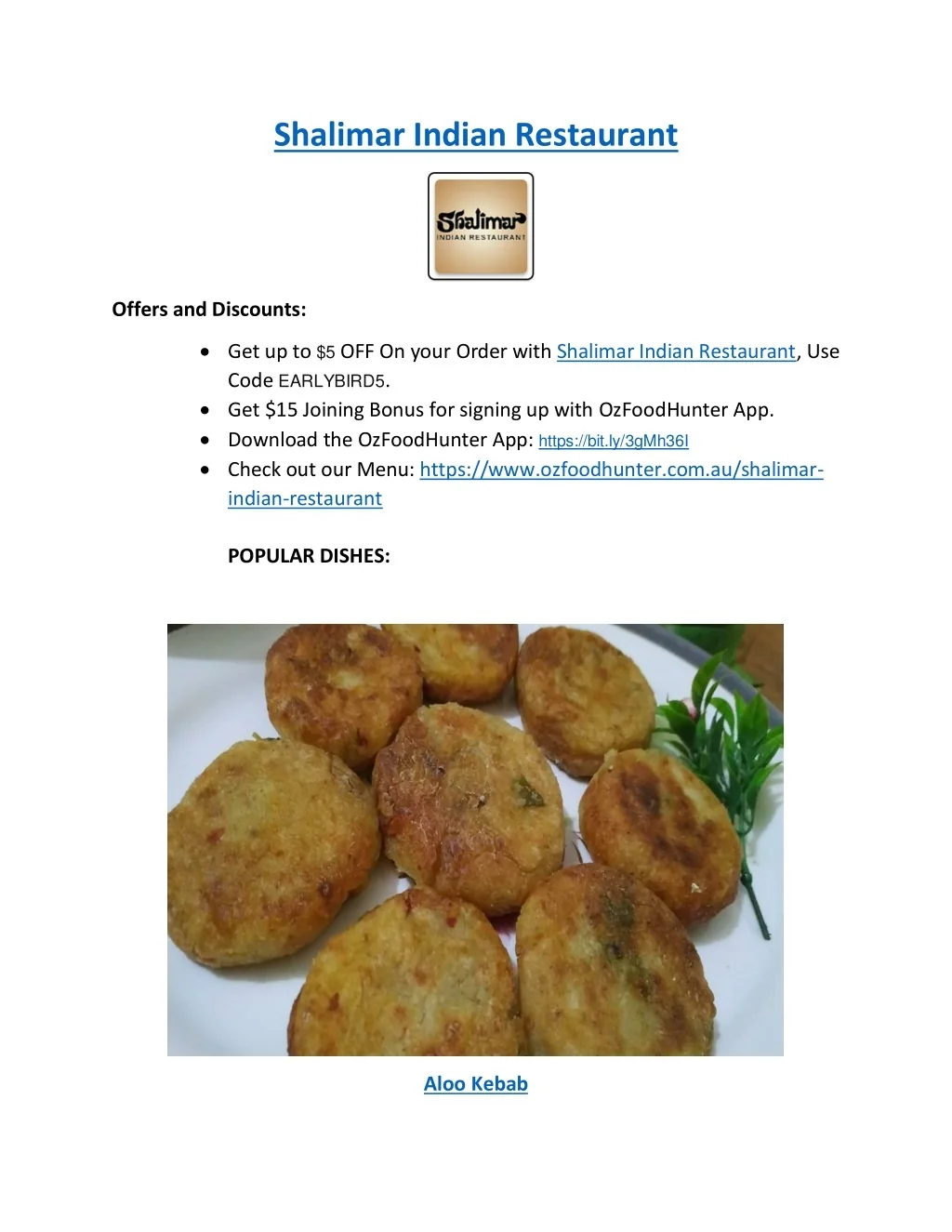 PPT - 20% Off - Shalimar Indian Restaurant Menu Brighton, VIC ...