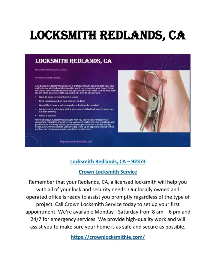PPT - Locksmith Redlands, CA PowerPoint Presentation, free download ...