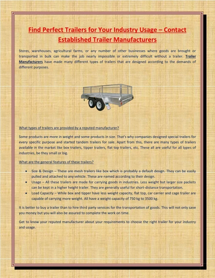 PPT - Find Perfect Trailers for Your Industry Usage – Contact ...