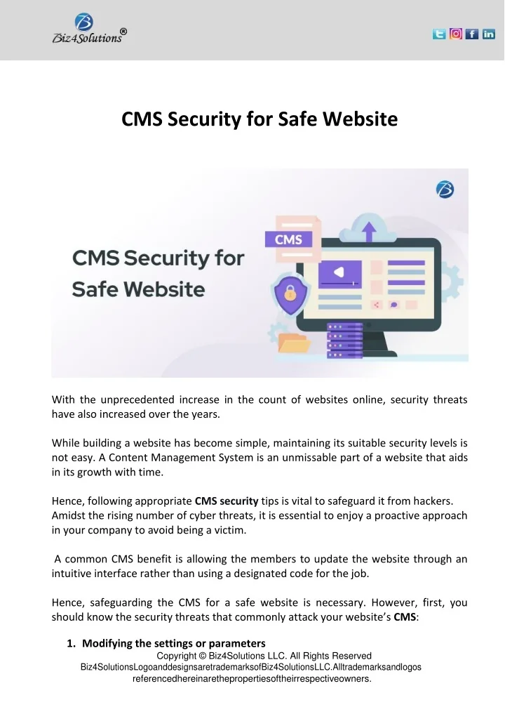 PPT - CMS Security for Safe Website PowerPoint Presentation, free ...