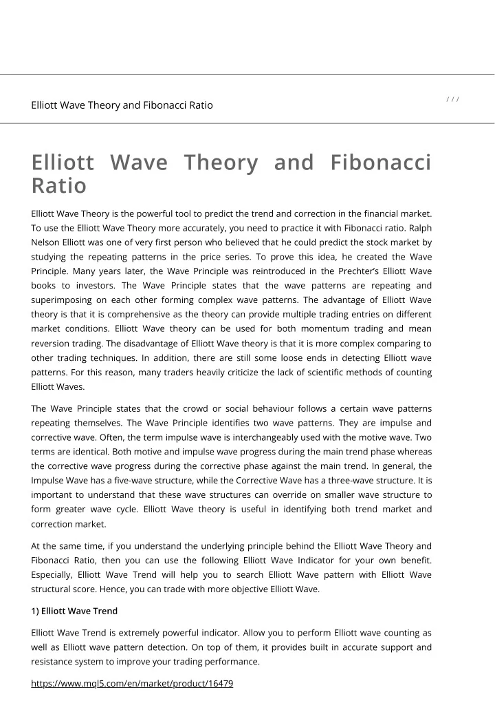 PPT - Elliott Wave Theory and Fibonacci Ratio PowerPoint Presentation, free download - ID:11167318