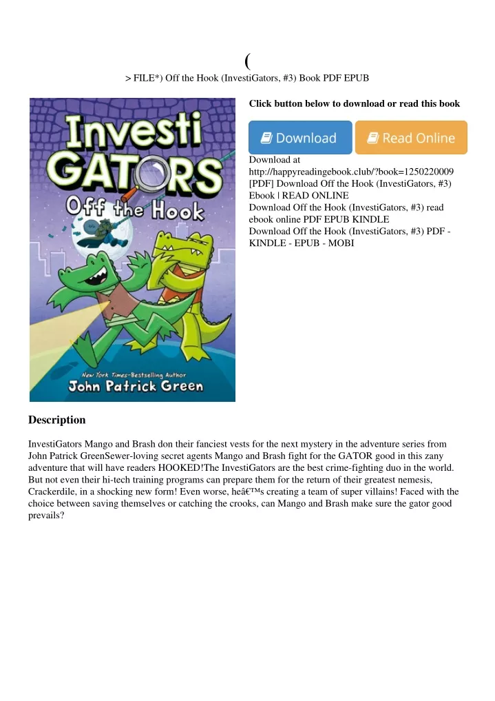 PPT - ( > FILE*) Off the Hook (InvestiGators #3) Book PDF EPUB ... PPT - ( > FILE*) Off the Hook (InvestiGators #3) Book PDF EPUB ...