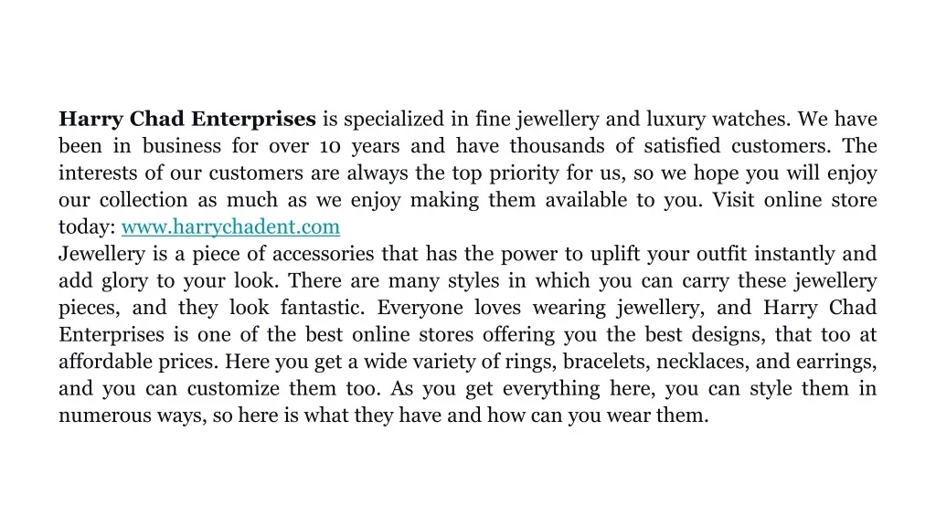 PPT - Harry Chad Enterprises is a One-stop Destination for all ...