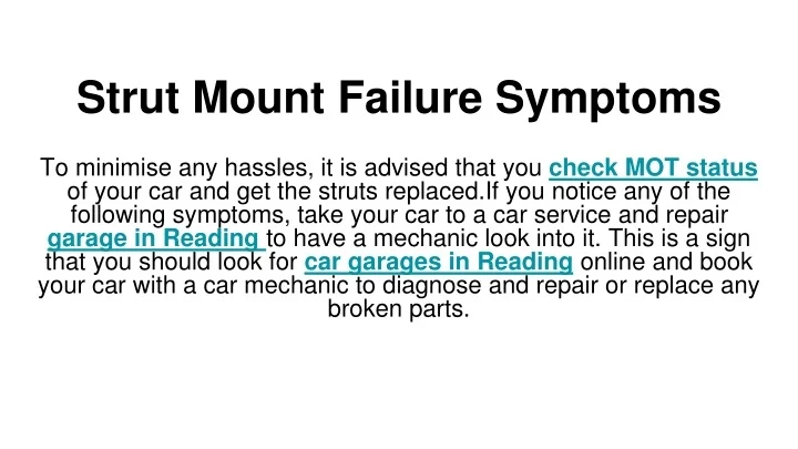 PPT - Strut Mount Failure Symptoms PowerPoint Presentation, free ...