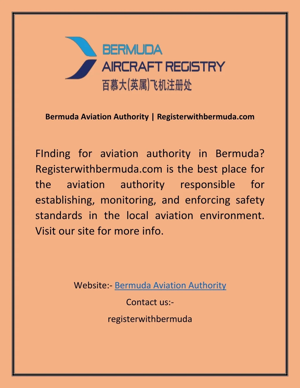 PPT - Bermuda Aviation Authority Registerwithbermuda PowerPoint ...