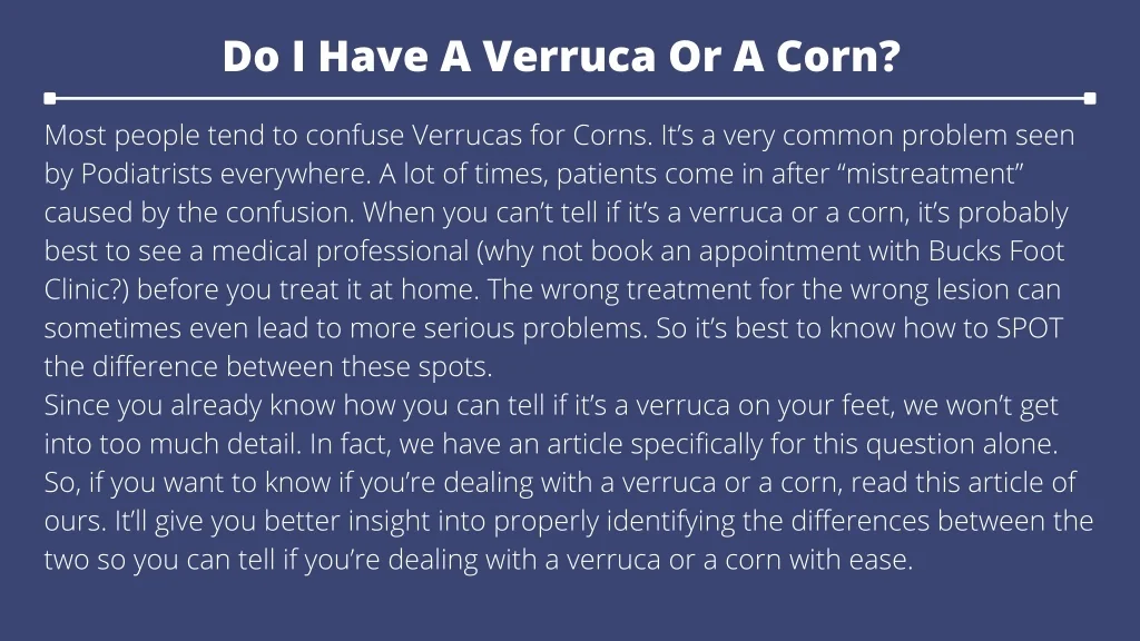 PPT - Verrucas on Feet | Verruca or Corn | Bucks Foot Clinic PowerPoint ...