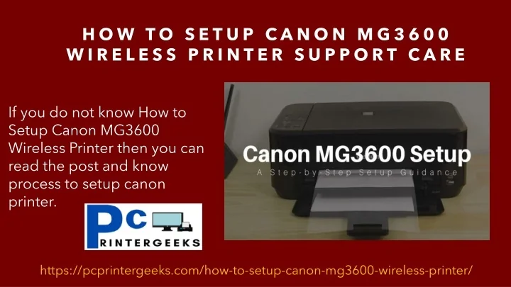 PPT - How to Setup Canon MG3600 Wireless Printer - Support Care ...