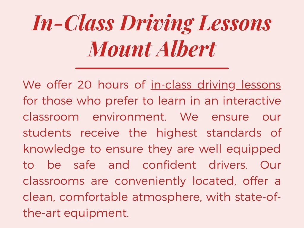 PPT - Private driving lessons by MTO Certified Driving School Mount ...