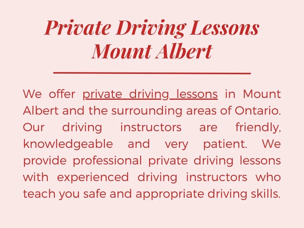 PPT - Private driving lessons by MTO Certified Driving School Mount ...